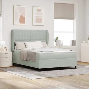 Postel s boxspringem s čelo Světle šedá 200 x 160 cm samet 3340880