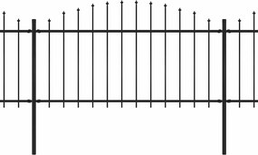 Zahradní plot s kopím nahoře ocelový 504 x 150 cm černý 277732