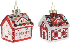 Sada 12 ks vánočních ozdob HOME 8 cm červená