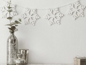 Vánoční dřevěná girlanda WHITE SNOWFLAKES 2 m, bílá