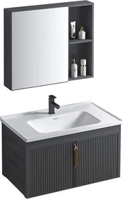 Rea Astor, sada koupelnového nábytku s umyvadlem 60cm, šedá matná, REA-M0004