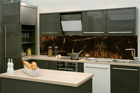 DIMEX | Fototapeta do kuchyně Černozlatý mramor KI-260-279 | 260 x 60 cm | černá, zlatá