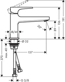 Hansgrohe Metropol, páková umyvadlová baterie 100 s odtokovou soupravou Push-Open, chromová, 32502000