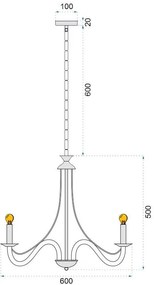 Toolight - Závěsné svítidlo 5xE14 60W APP210-3CPR, černá, OSW-08146