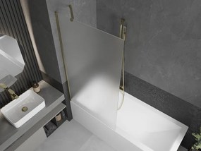 Mexen Next, vanová zástěna 1-křídlová 90 x 150 cm, fixní křídlo, 6 mm námraza sklo, zlatý profil, 895-090-000-00-30-50
