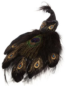 SADA 6KS VÁNOČNÍ DEKORACE PEACOCK 30CM ČERNÁ