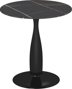 HOMCOM Jídelní Stůl, Kulatý Kuchyňský Stůl, Moderní Jídelní Stůl s Ocelovým Rámem, Barový Stolek pro 2 Osoby, Ø70 x 74 cm, Černý | Aosom