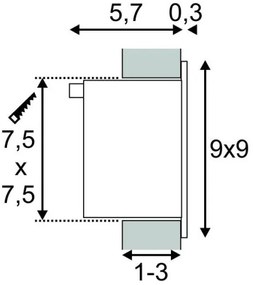 SLV 111262 Frame Basic LED, zápustné svítidlo do stěny, 1x1W power LED, 9x9cm, teple bílá barva světla