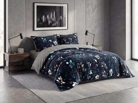 Oboustranné povlečení DUO SENSE NOCTIFLORA tmavě modré mikroplyš/flanel Rozměr povlečení: 70 x 90 cm | 140 x 200 cm