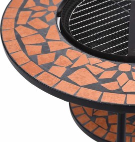 vidaXL Mozaikový stolek s ohništěm terakota 68 cm keramika