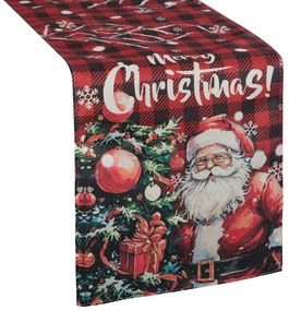 EUROFIRANY VÁNOČNÍ BĚHOUN NA STŮL SANTA CLAUS 33X183 CM VZOROVANÝ
