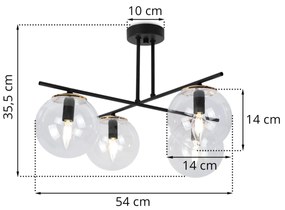 Stropní svítidlo Paris, 4x transparentní skleněné stínítko, g