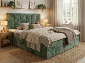 Čalouněná postel boxspring DIRELIS VIBE 160x200 cm tmavě zelená Matrace: Matrace Bonell pružinová