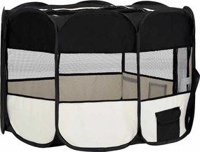 Skládací ohrádka pro psy s taškou černá 110 x 110 x 58 cm 171006