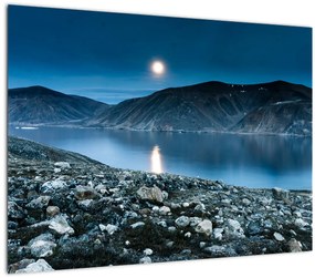 Skleněný obraz noční krajiny, Island (70x50 cm)
