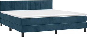 Box spring postel s matrací tmavě modrá 160x200 cm samet 3141435