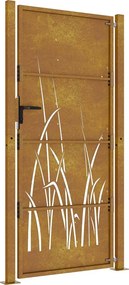 Zahradní branka 100 x 175 cm z corten oceli, design s trávou 153176
