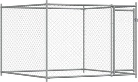 Klec pro psy s dvířky šedá 4 x 2 x 1,5 m pozinkovaná ocel 3209578