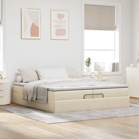 Osmanský rám postele s matrací krémová 200x200cm textil 3311139