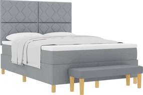 Postel s boxspringem s čelo Světle šedá 200 x 160 cm textil 3344387