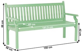 Dřevěná zahradní lavička KOLNA 150 cm, barva neo mint