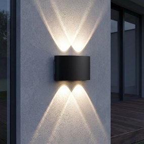 Toolight Toolight, JNH039-4G, venkovní LED nástěnné svítidlo nahoru/dolů, 4 LED, 12 W, 4000 K, IP44, černá matná, OSW-56230