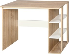 HOMCOM 2v1 Stůl s 3úrovňovou policí Velký prostor pro úložné místo Pracovní stůl do kanceláře či ložnice 100x55x74 cm Dřevěný | Aosom