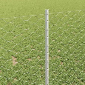 Hexagonální plot s podpěrou 10 x 1 m Pozinkovaná ocel Stříbrná 3336965