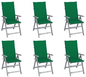 Zahradní polohovací židle s poduškami 6 ks masivní akácie,  3065322