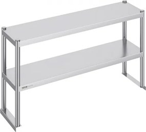 Dvojitá polička Nerezová polička 2 patra 30,5 × 121,9 cm pro přípravný stůl