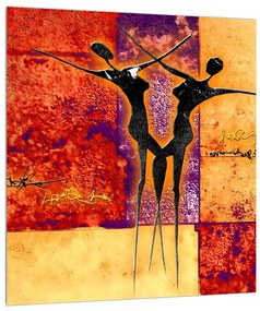 Abstraktní obraz dvou tanečníků (30x30 cm)