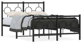 vidaXL Kovový rám postele s hlavovým a nožním čelem černý 120 x 200 cm