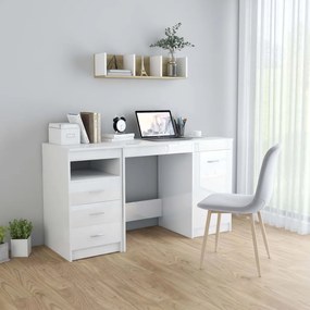 Psací stůl bílý s vysokým leskem 140x50x76 cm kompozitní dřevo - Default Title