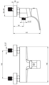 Deante Hiacynt, nástěnná sprchová baterie, černá matná, BQH_N40M