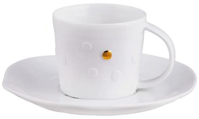 räder Porcelánový šálek s podšálkem Gold Dot, bílá barva, porcelán