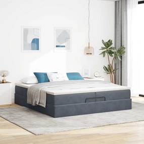Osmanský rám postele s matrací tmavě šedý 200x200cm samet 3311208