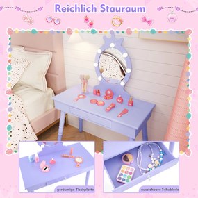 Costway 2v1 Princess toaletní stolek s odnímatelným zrcadlem