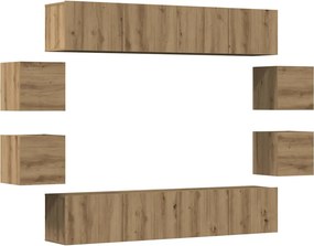 Sada 8 kusů nástěnné TV skříňka dub artisan kompozitní dřevo 3328950