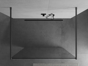 Mexen Kioto, sprchová zástěna Walk-In 145 x 200 cm, 8mm čiré sklo, grafitový profil, 800-145-002-95-00