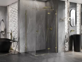 Mexen Lunar T, výklopný pravý sprchový kout 140 x 90 cm, 8mm čiré sklo, zlatý profil, 834T-140-090-50-00-P