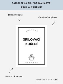 Samolepka na kořenky GRILOVACÍ KOŘENÍ bílá 3 × 4 cm tučné písmo