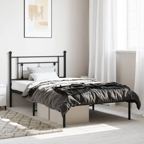vidaXL Kovový rám postele s čelem černý 107 x 203 cm
