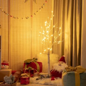 Costway 120 cm osvětlená umělá bříza se 48 teplými bílými LED světly