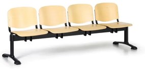 Euroseat Dřevěná lavice do čekáren ISO, 4-sedák, černé nohy