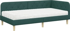 Rohový rám postele Tmavě zelená 90 x 190 cm textil 3394113