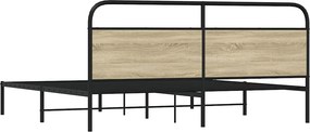 Kovový rám postele bez matrace dub sonoma 200 x 200 cm 3318646