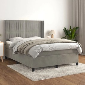 Box spring postel s matrací světle šedá 140x190 cm samet