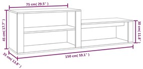 Botník bílý 150 x 35 x 45 cm kompozitní dřevo - Default Title