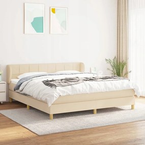 Box Spring Postel S Matrací Textil Krémová Blok se čtverci 160 x 200 cm