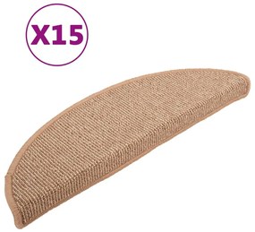 vidaXL Marketos Schodové rohože 15 ks 65 x 21 x 4 cm světle hnědé, půlkulaté, velké